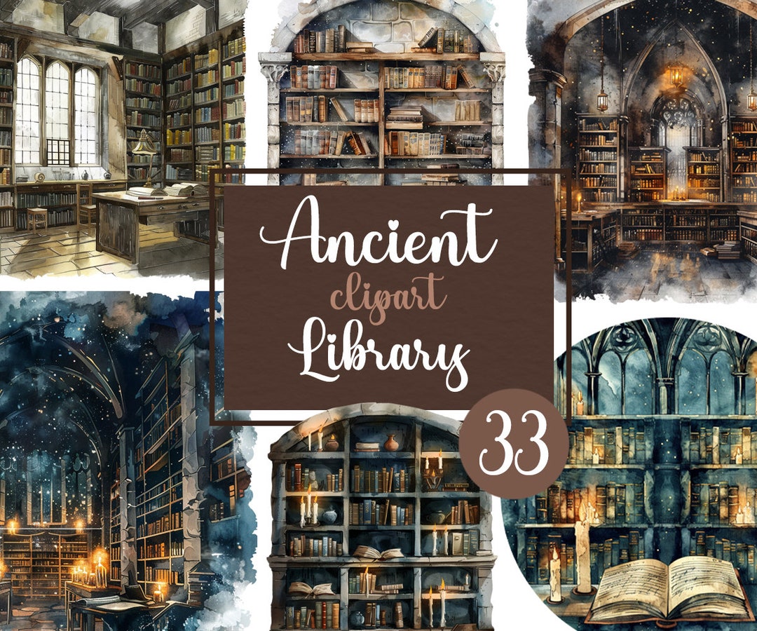 Vintage Library Clipart, Old Vintage Library, Watercolor Book Clipart ...