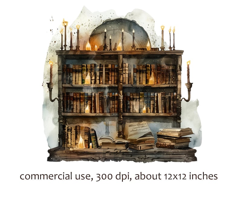 Vintage Library Clipart, Old Vintage Library, Watercolor Book Clipart ...