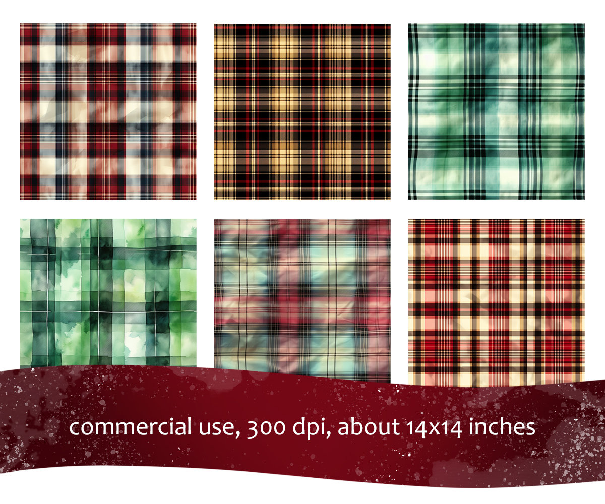 Christmas Plaid Digital Paper, Seamless Digital Paper, Christmas ...