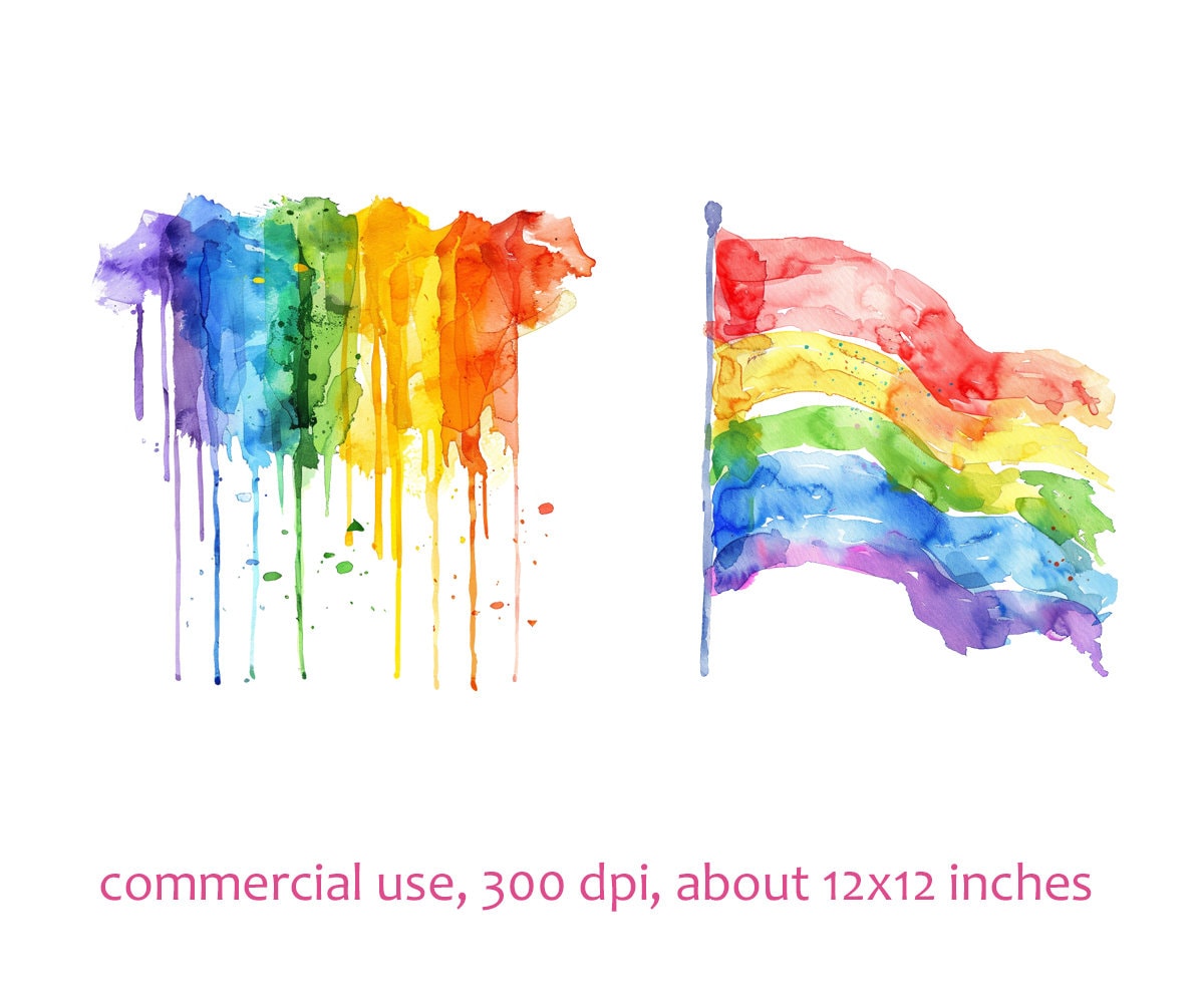 LGBTQ Clipart, Rainbow LGBT Flag Clipart, Inclusive, Pride Party, Pride ...