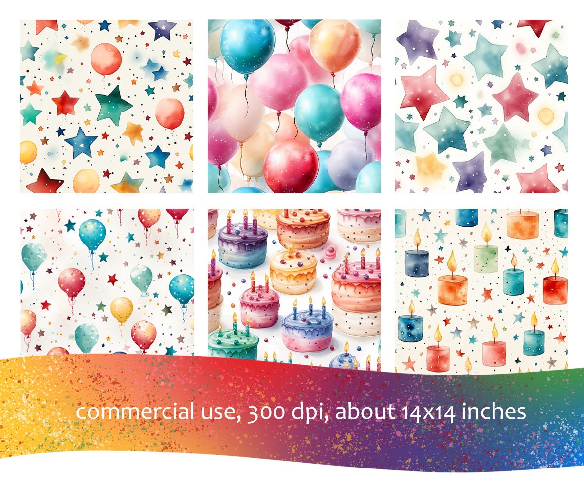 Happy Birthday Digital Papers Set - Happy Birthday Background ...
