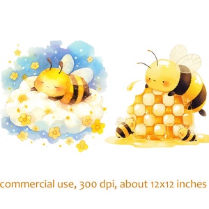 Cute Bee Watercolor Clip Art Bundle, Bees for Children's Room, Bees for ...