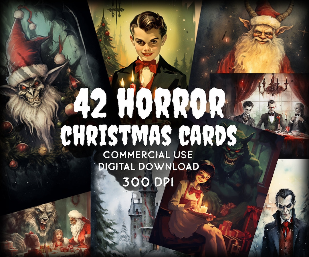 Watercolor Horror Christmas Cards: Goth Krampus, Dracula (PRINTABLE) - Etsy