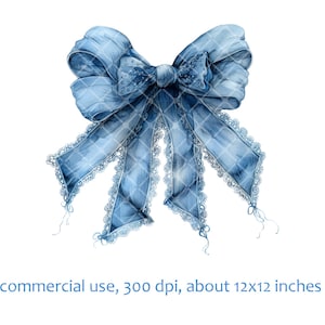 10 Blue Lace Bow Watercolor Clipart - PNG Format Instant Download for ...