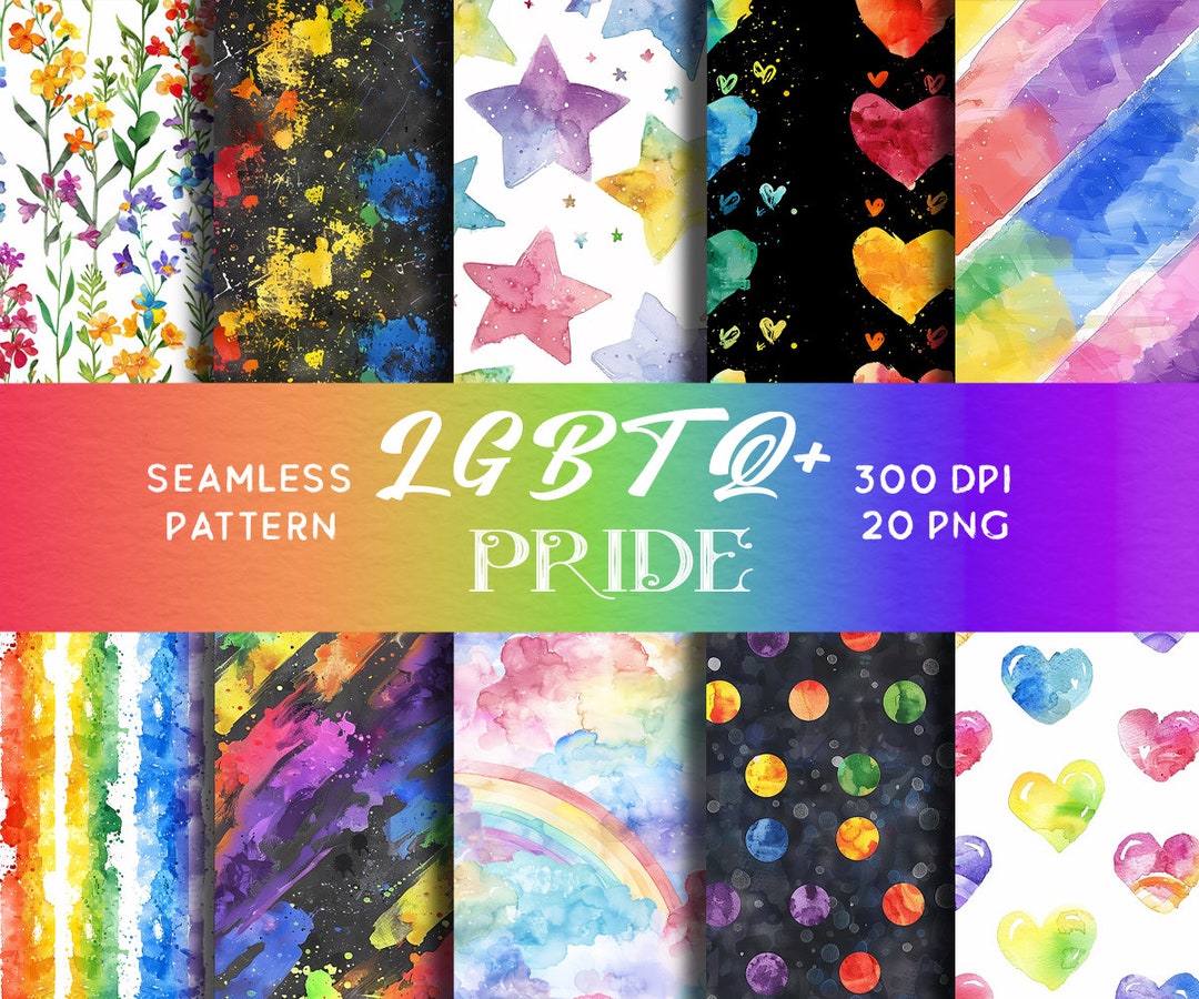 Watercolor LGBTQ+ Seamless Patterns, Rainbow LGBT Flag Pattern ...