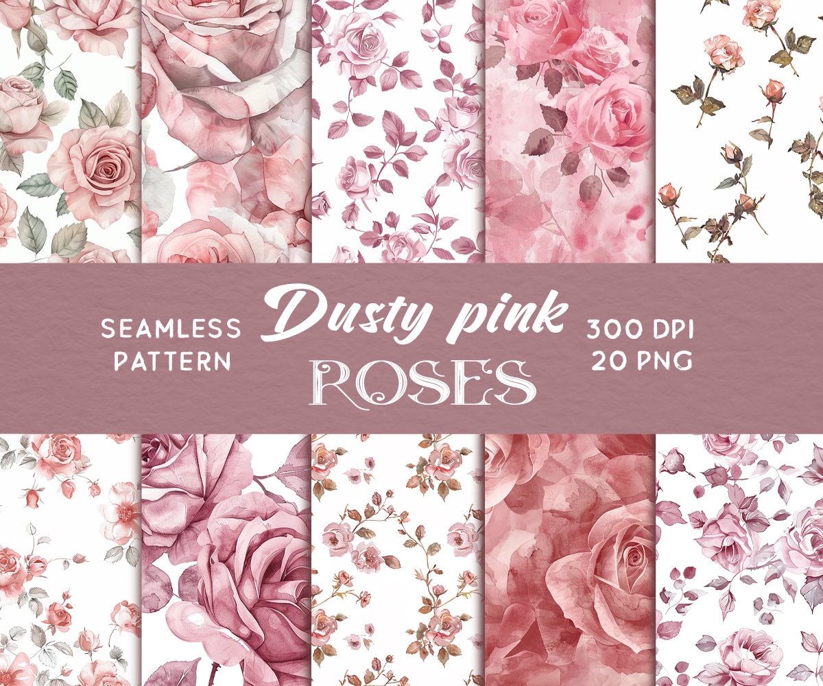 Dusty Pink Rose Pattern, Pink Flowers Pattern, Seamless Flowers Pattern ...