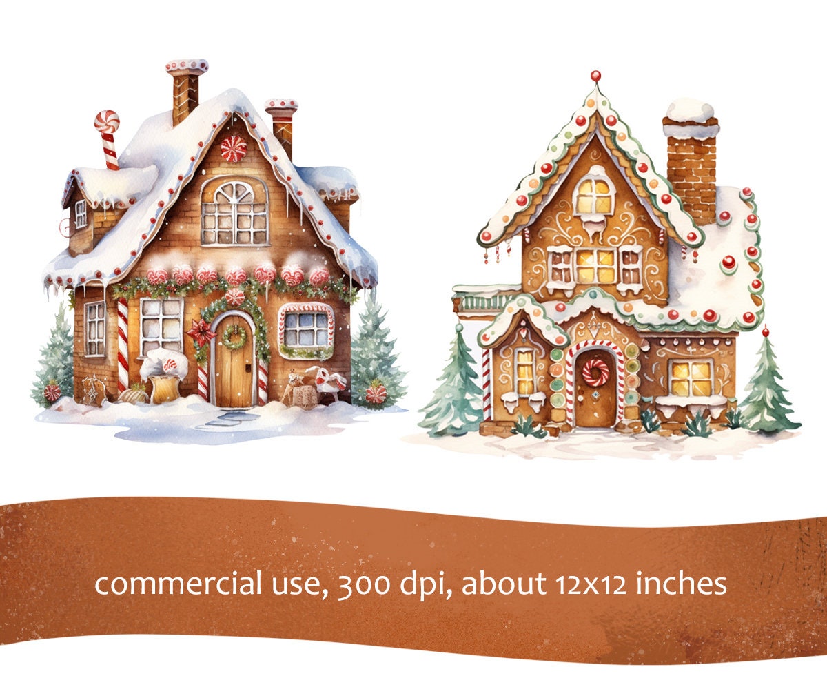 Watercolor Gingerbread House Png, Holiday Sublimation, Christmas ...