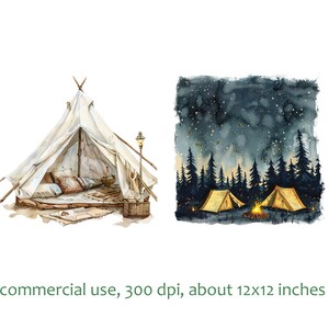 Watercolor Summer Camping Clipart, PNG, Forest Hiking, Travel Vacation ...