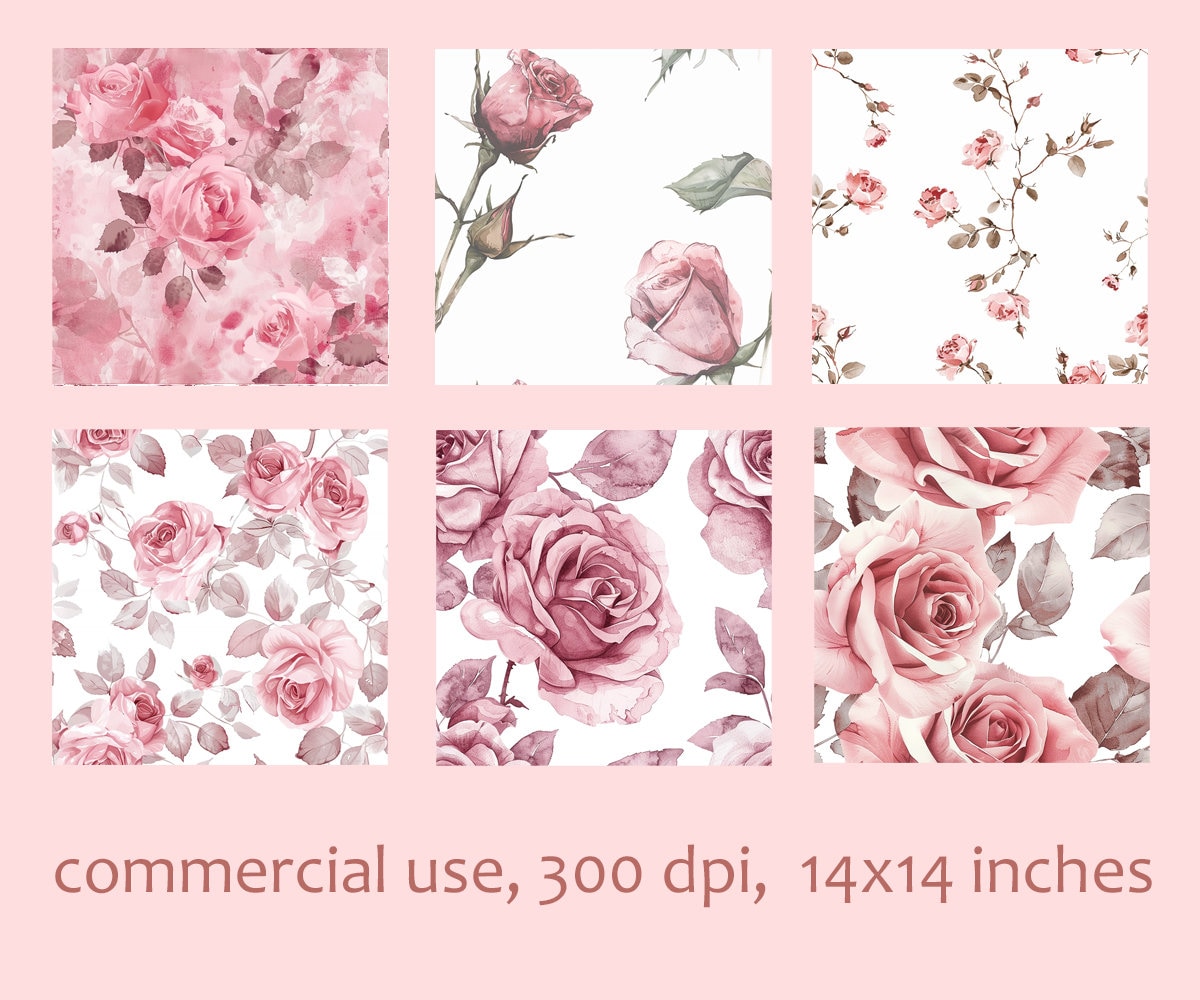 Dusty Pink Rose Pattern, Pink Flowers Pattern, Seamless Flowers Pattern, Pink Seamless Pattern ...