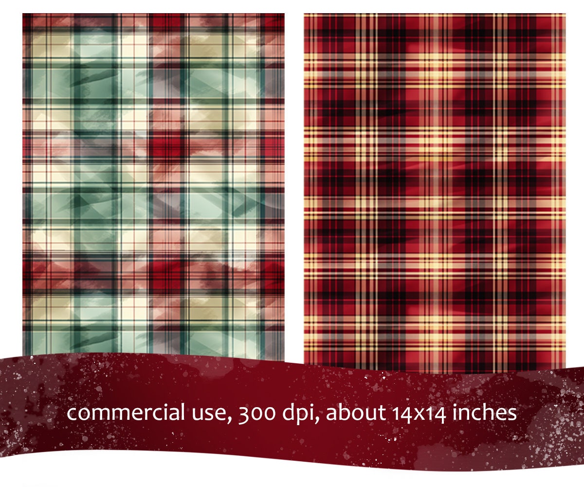Christmas Plaid Digital Paper, Seamless Digital Paper, Christmas ...