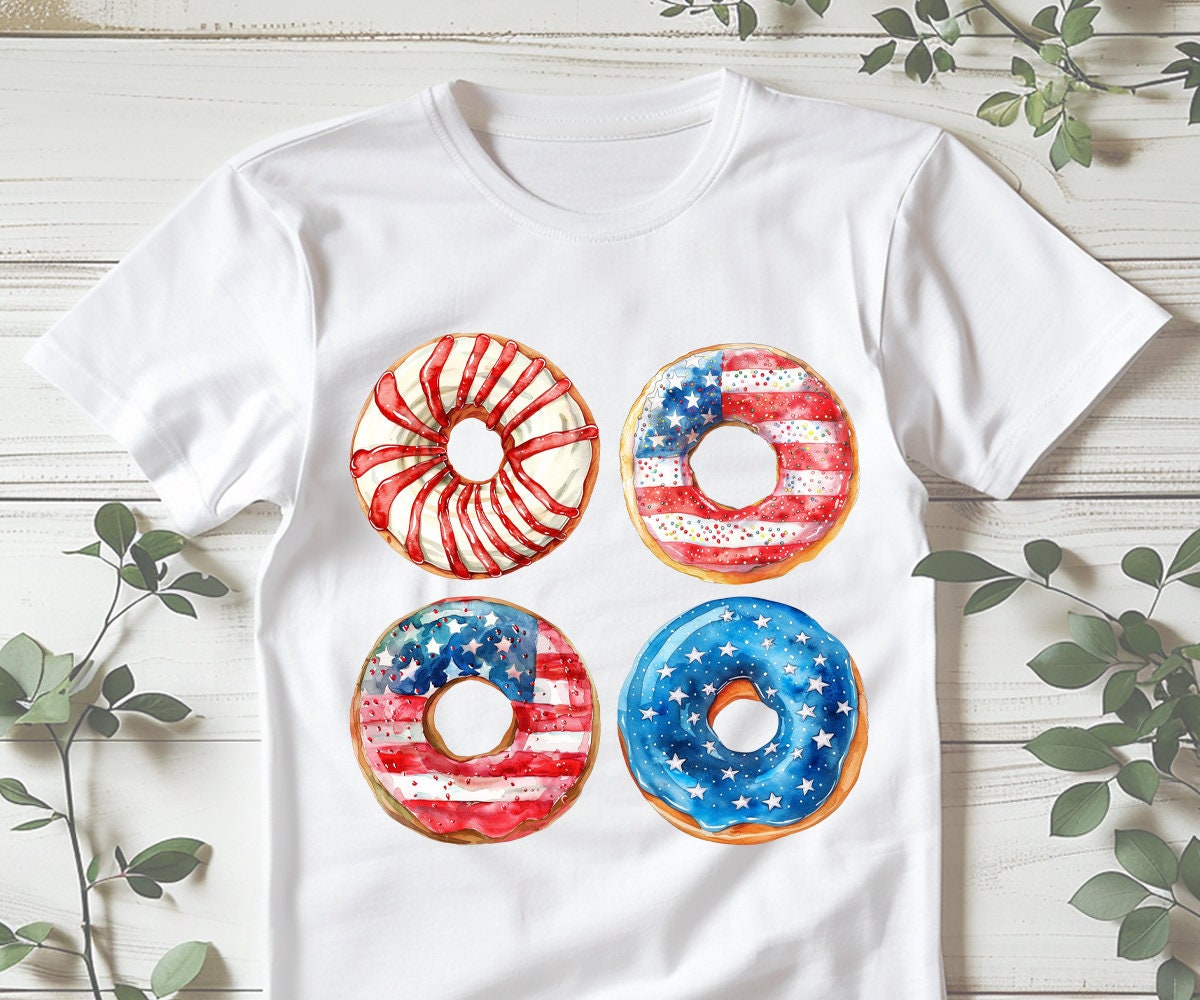 Patriotic American Donut PNG 4th of July Yoke Sublimation Freedom Flag ...