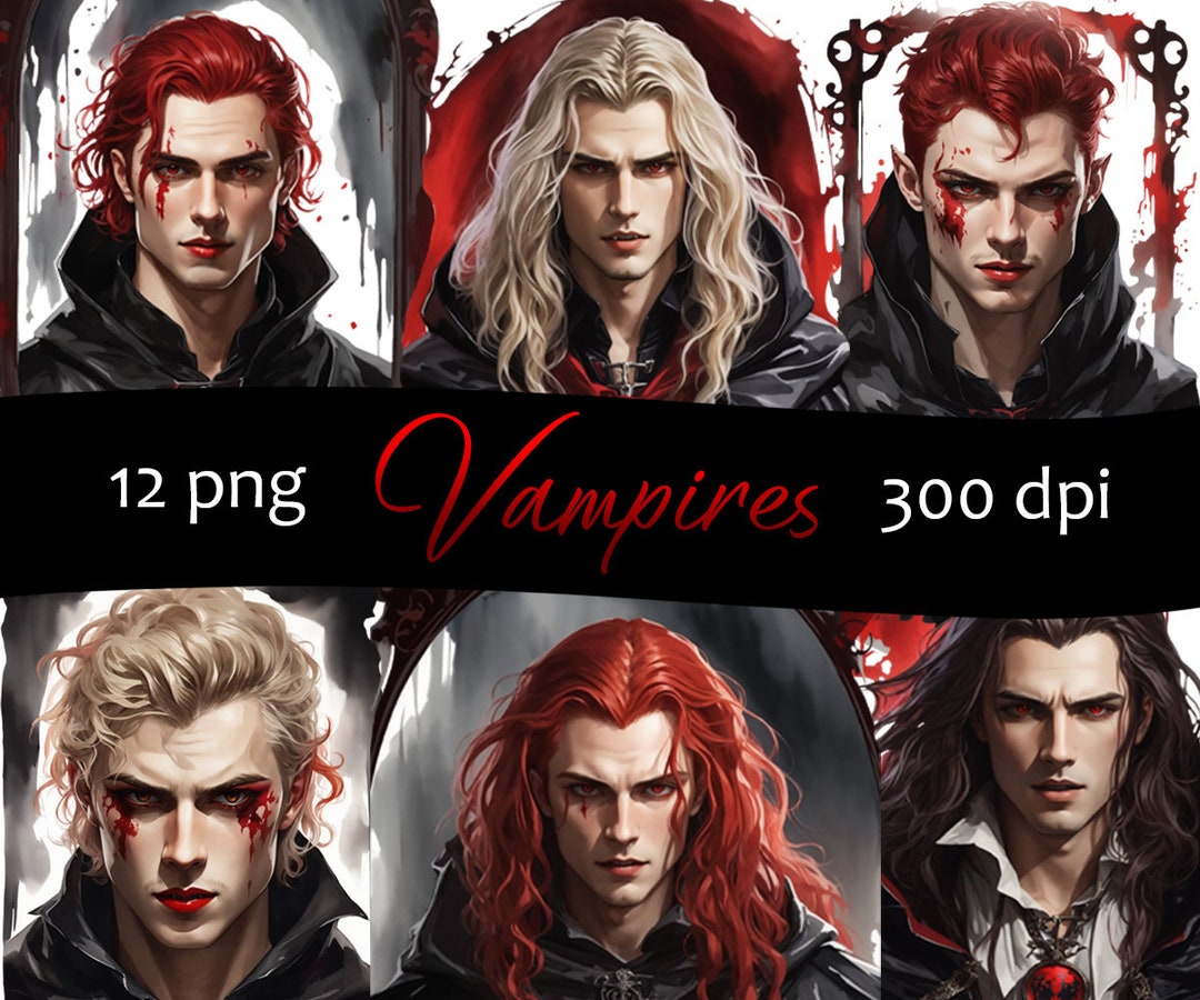 Watercolor Vampire Clipart, Spooky Clipart, Handsome Male Vampires ...