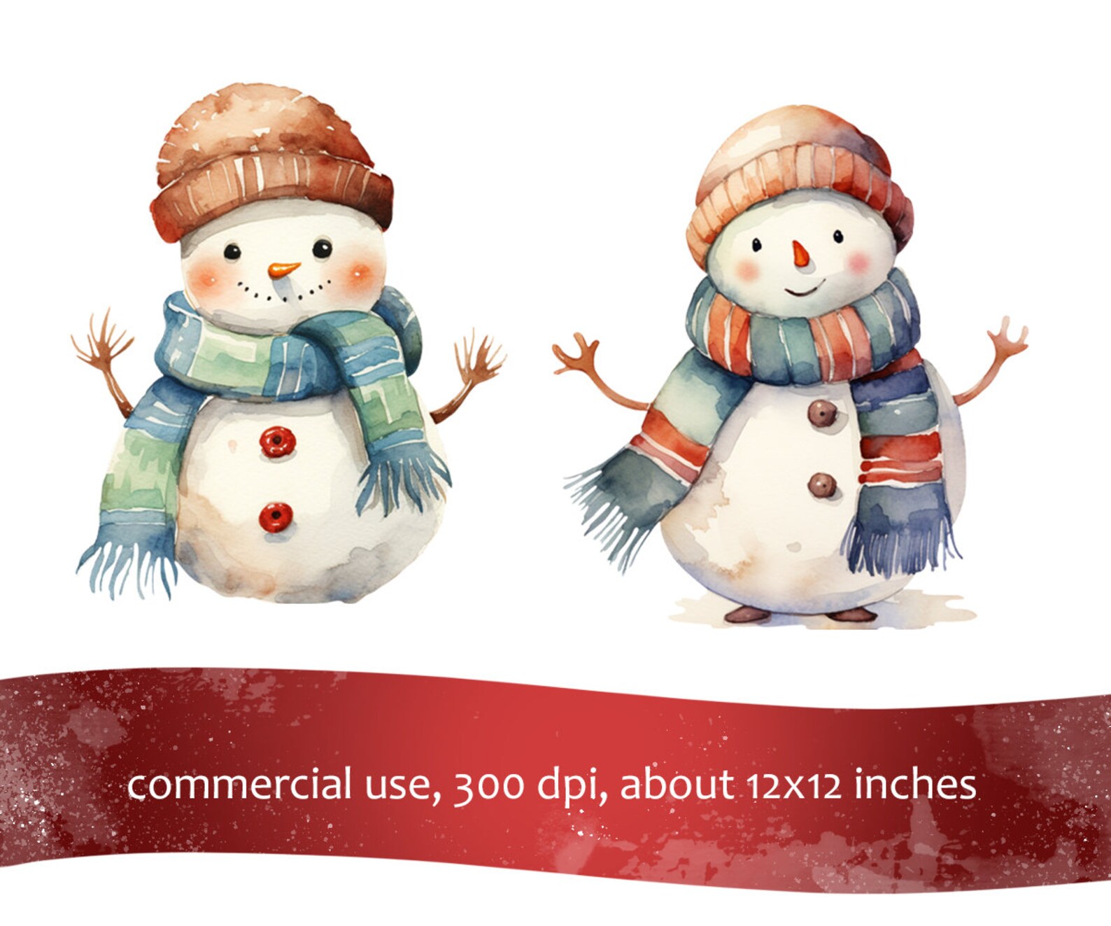 Watercolor Snowmen Clipart, Christmas Clipart Bundle, Cute Snowman ...