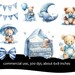 Watercolor Blue Teddy Bear Clipart: Baby Shower Decoration (PNG Files ...