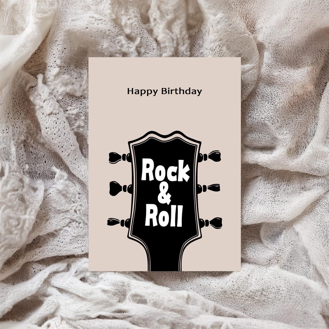 Birthday Card Guitar • Rocker Birthday Card • Rock & Roll Card ...