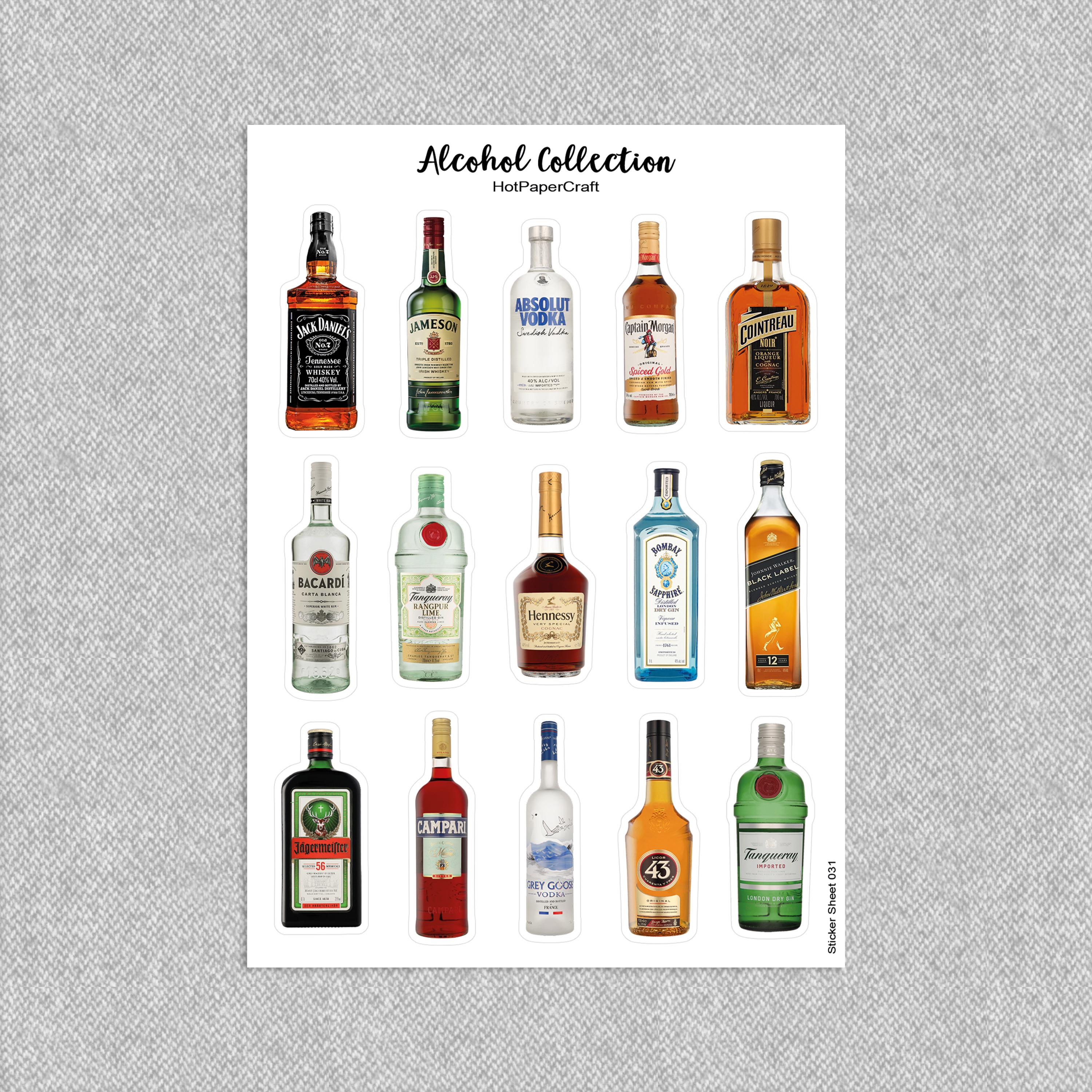 Sticker Sheet “alcohol Collection” • Whiskey Stickers • Alcohol ...