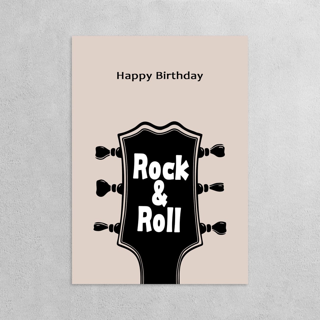 Birthday Card Guitar Rocker Birthday Card Rock & Roll Card, Guitarist ...