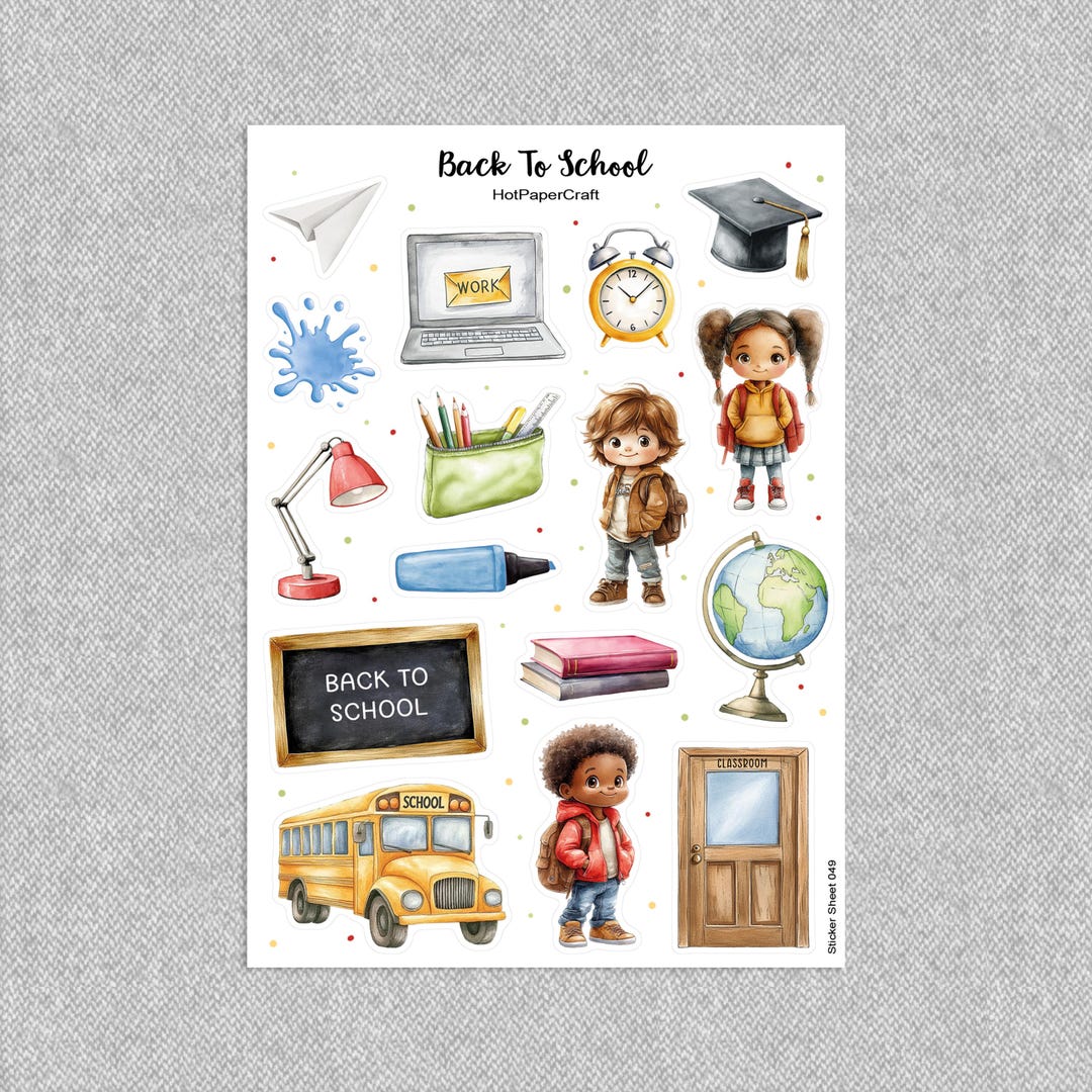 Sticker Sheet “back to School” • Stickers for Kids • Children's ...