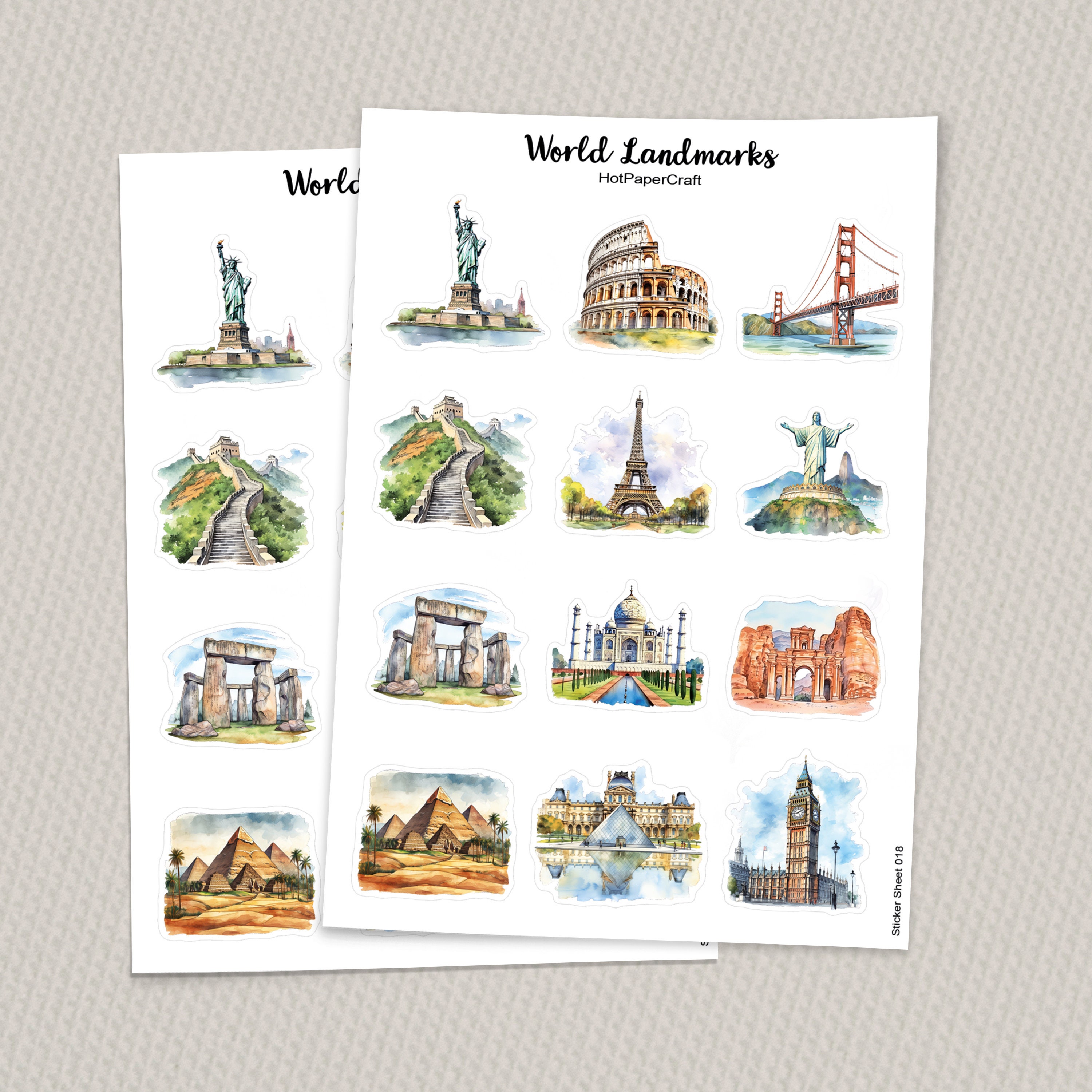 Sticker Sheet world Landmarks Landmarks Stickers Travel Tourism Journal ...