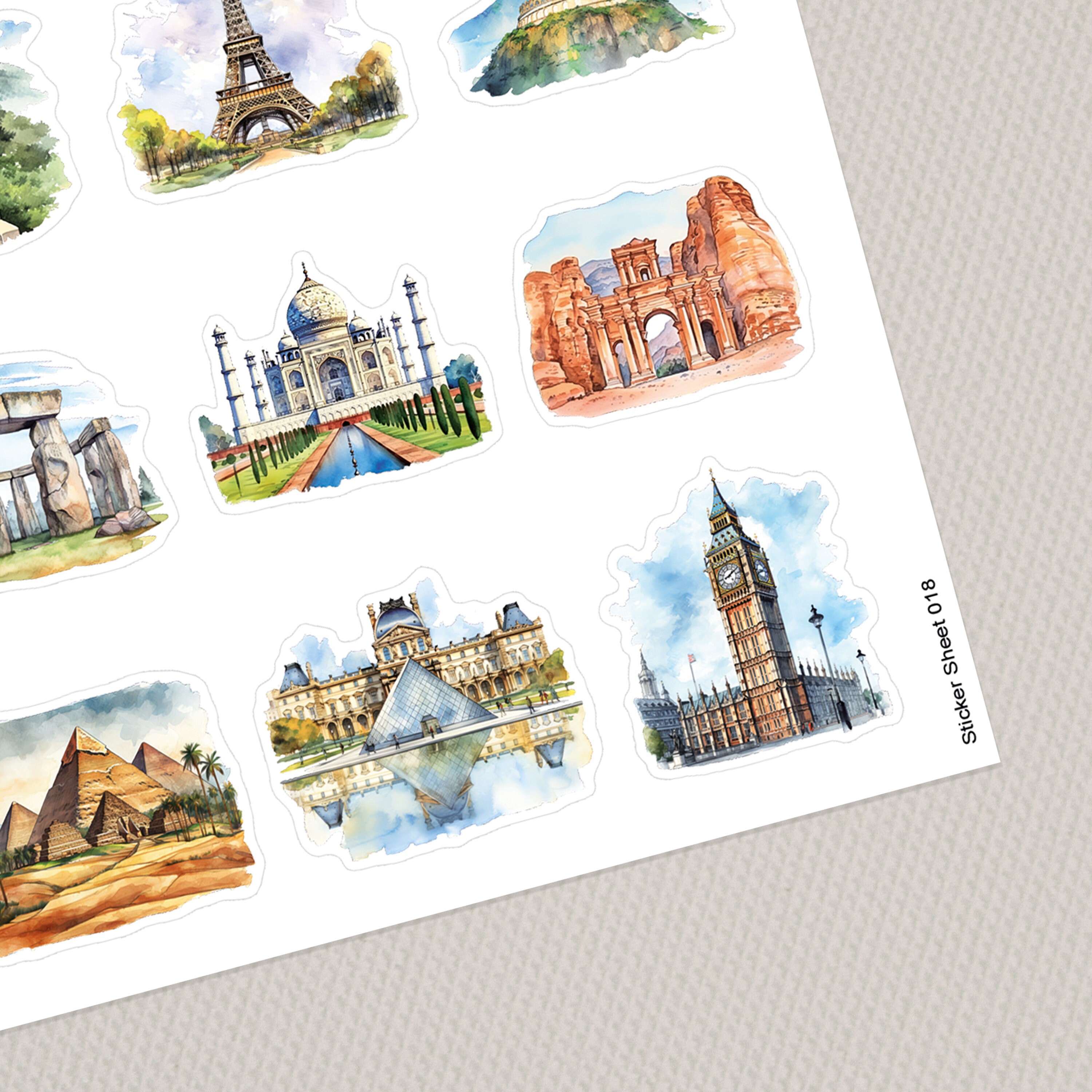 Sticker Sheet world Landmarks Landmarks Stickers Travel Tourism Journal ...