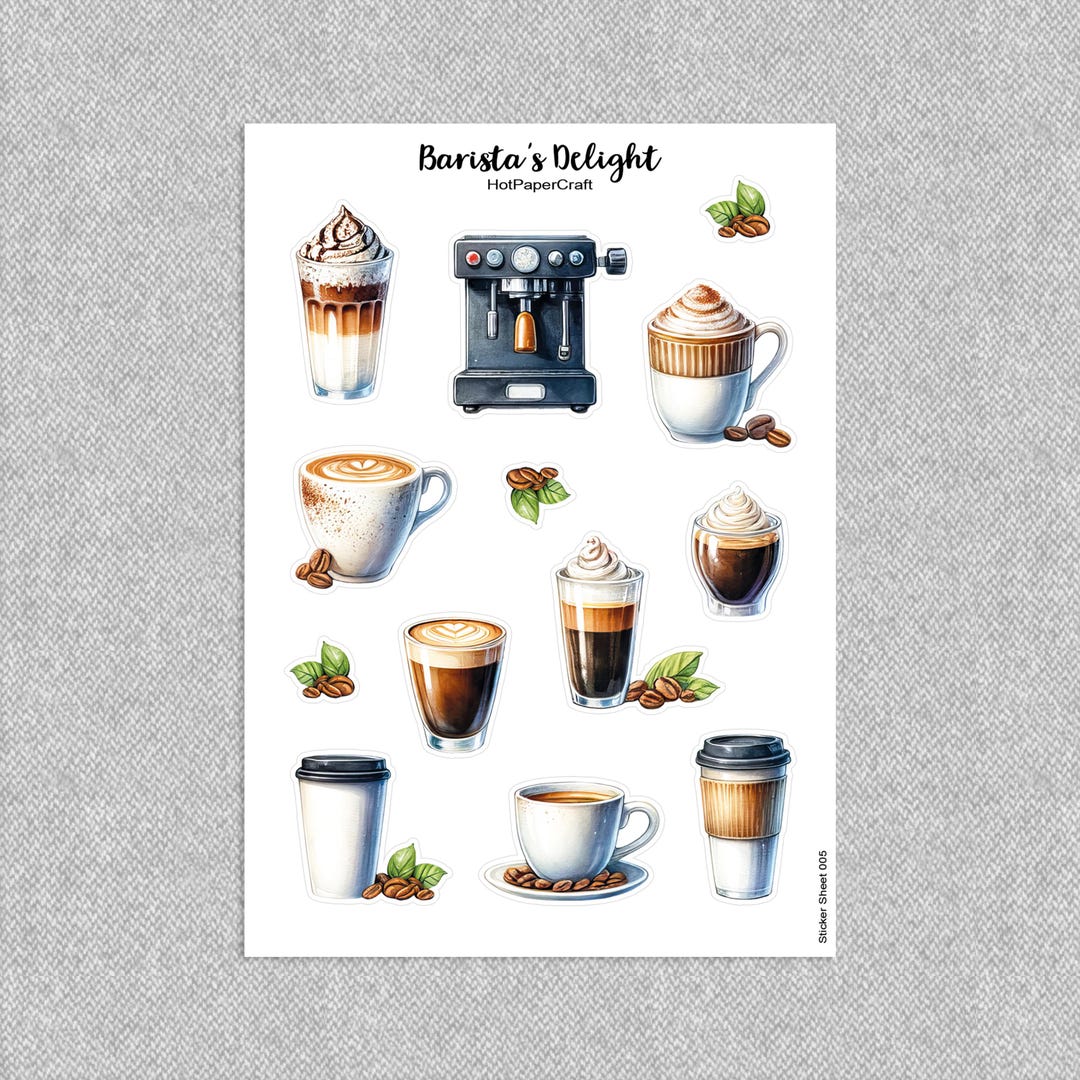 Sticker Sheet “barista's Delight” • Journal Stickers for Coffee Lover ...