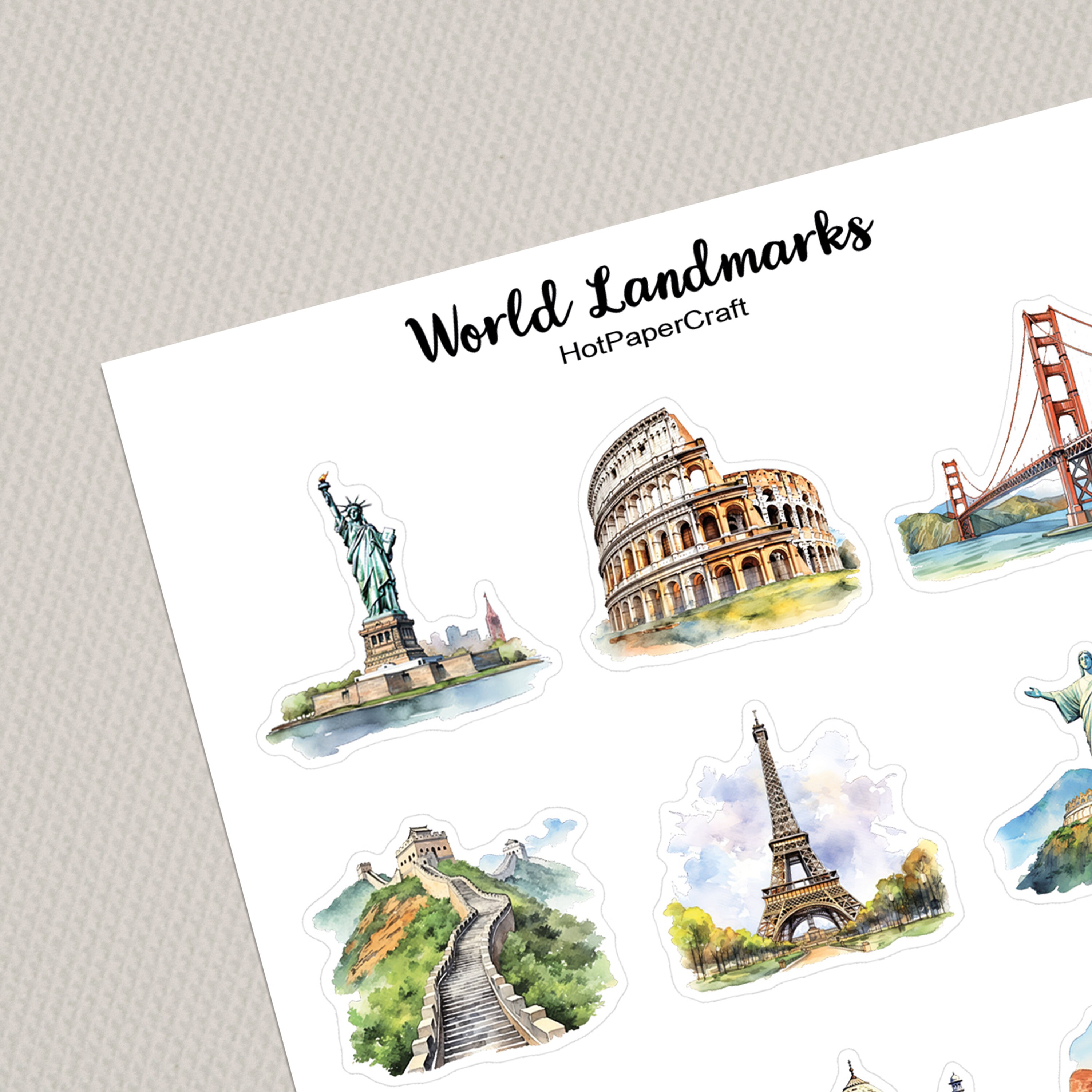 Sticker Sheet world Landmarks Landmarks Stickers Travel Tourism Journal ...