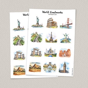 Sticker Sheet world Landmarks Landmarks Stickers Travel Tourism Journal ...
