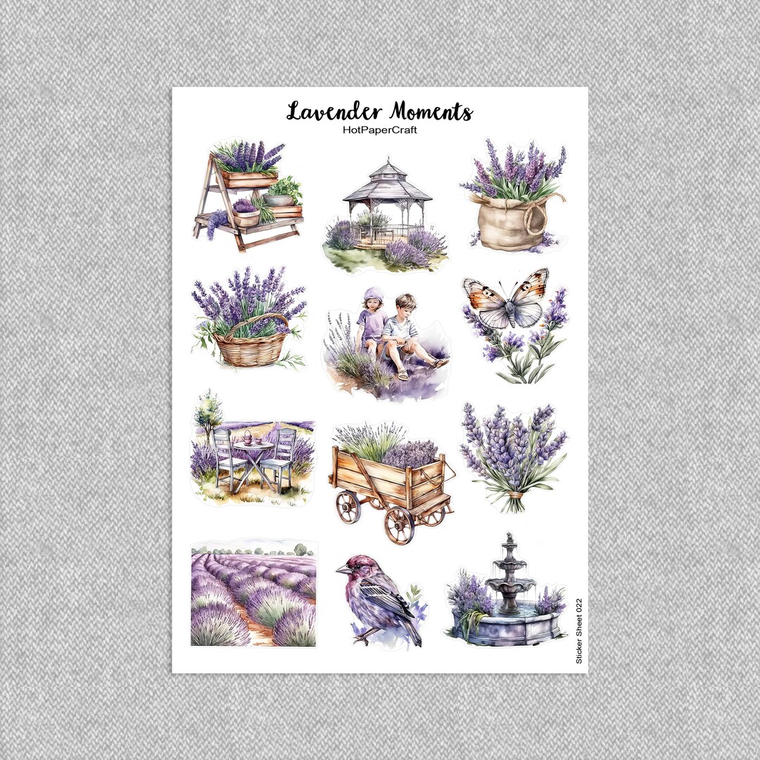 Sticker Sheet “lavender Moments” • Lavender Stickers • Vintage Stickers ...