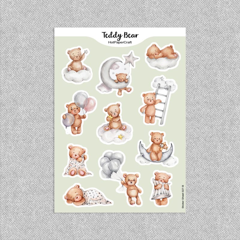 Teddy Bear Stickers - Etsy
