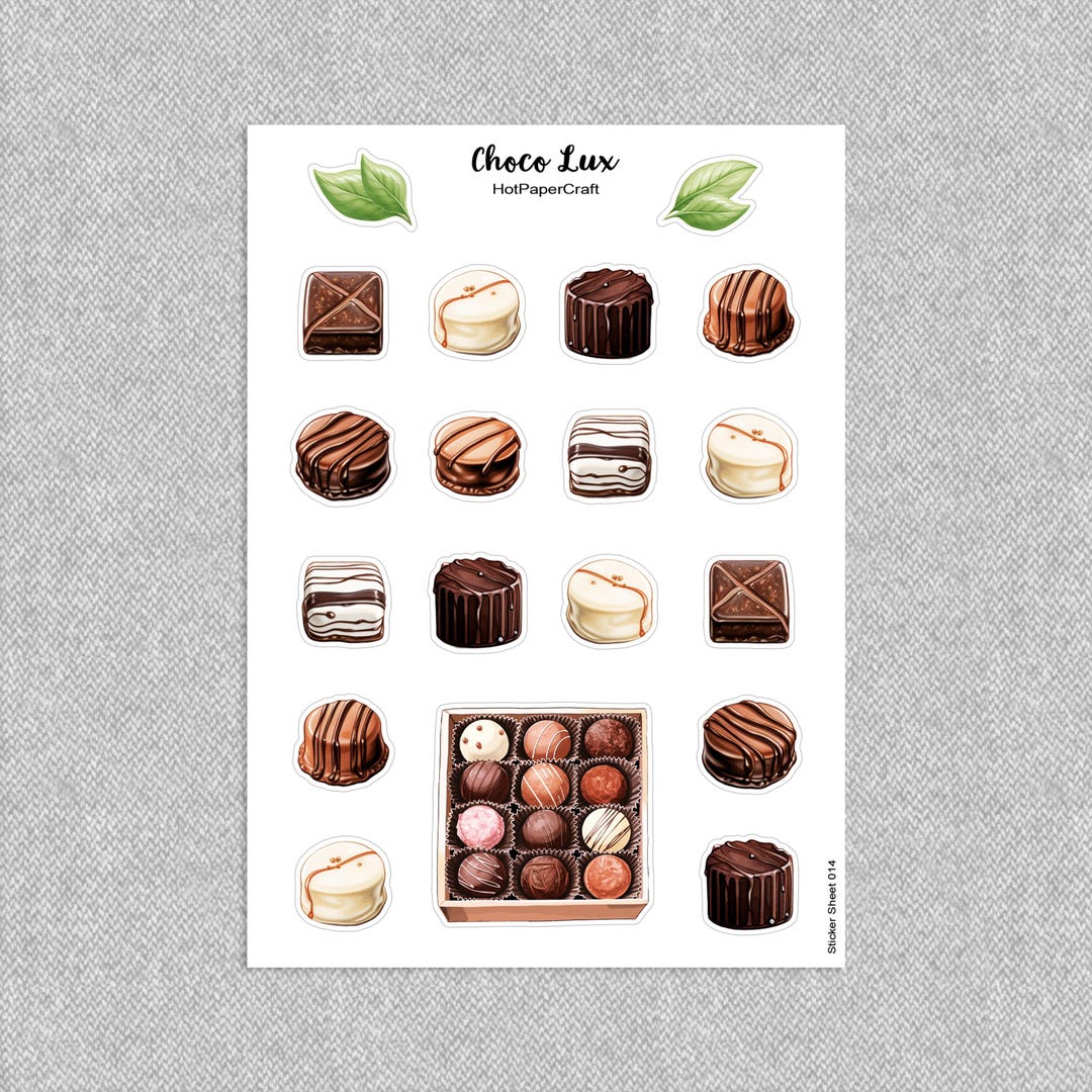 Sticker Sheet “choco Lux” Chocolate Sweets, Junk Journal, Planner ...