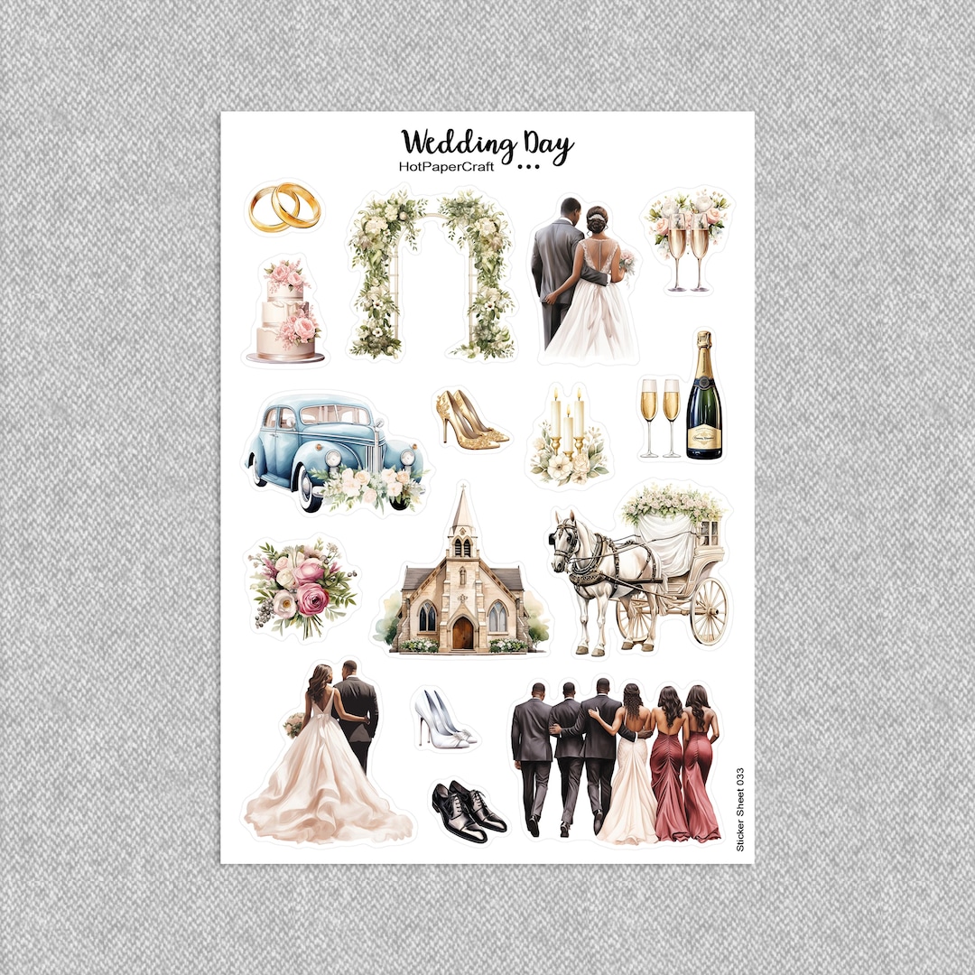 Sticker Sheet “wedding Day” • Wedding Stickers • Wedding Theme ...