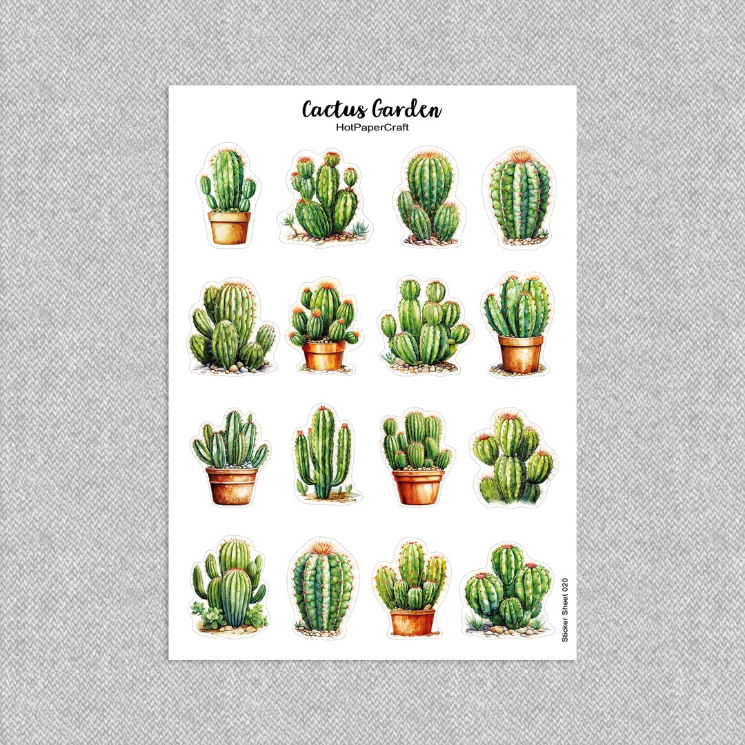 Sticker Sheet “cactus Garden”, Cactus Stickers, Junk Journal, Planner ...
