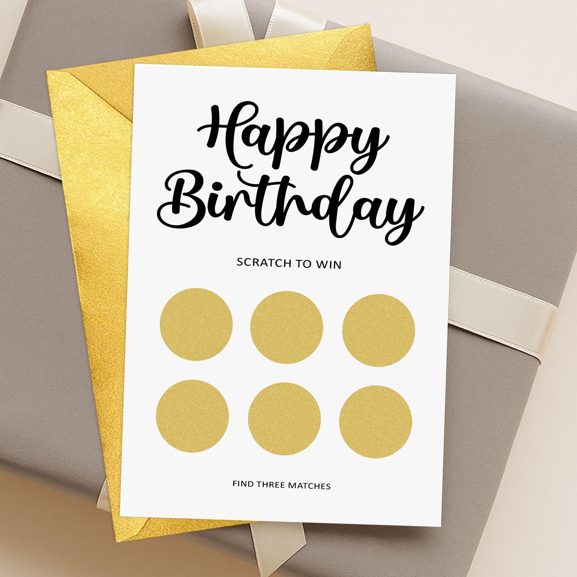 Birthday Scratch Card • Surprise Reveal Card • Gift Certificate ...