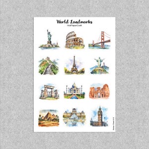 Sticker Sheet “world Landmarks” • Landmarks Stickers • Travel • Tourism ...