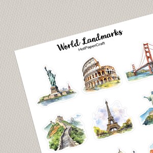 Sticker Sheet world Landmarks Landmarks Stickers Travel Tourism Journal ...