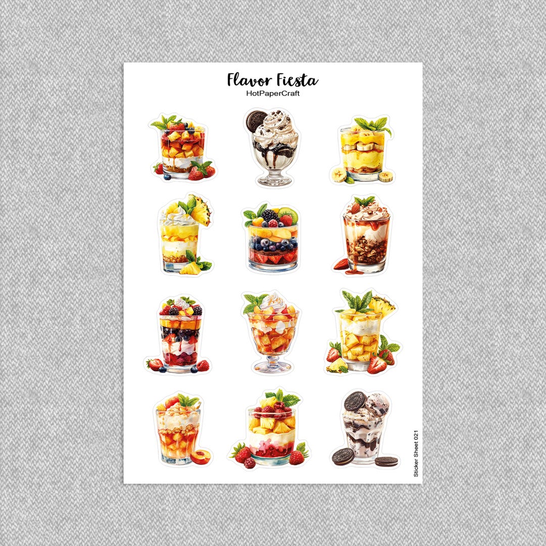 Sticker Sheet “flavor Fiesta” • Healthy Food Stickers • Fruit Desserts ...