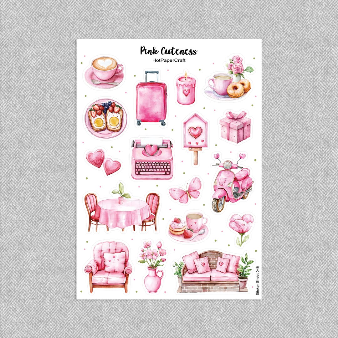Sticker Sheet "pink Cuteness" • Planner Stickers • Cute Pink Stickers ...
