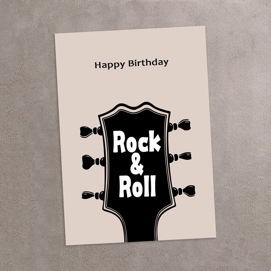 Guitarist Birthday Card, Rocker Birthday Card, Rock & Roll Card ...