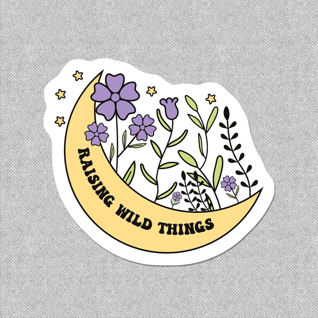 Cute Aesthetic Laptop Sticker • Positivity Wildflowers and Moon Sticker ...