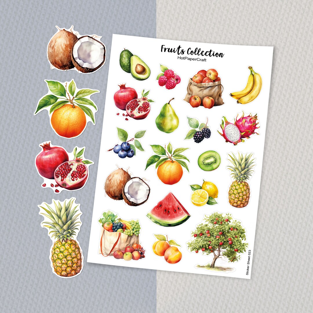 Sticker Sheet fruits Collection Fruits Sticker Sheet Summer Fruits ...