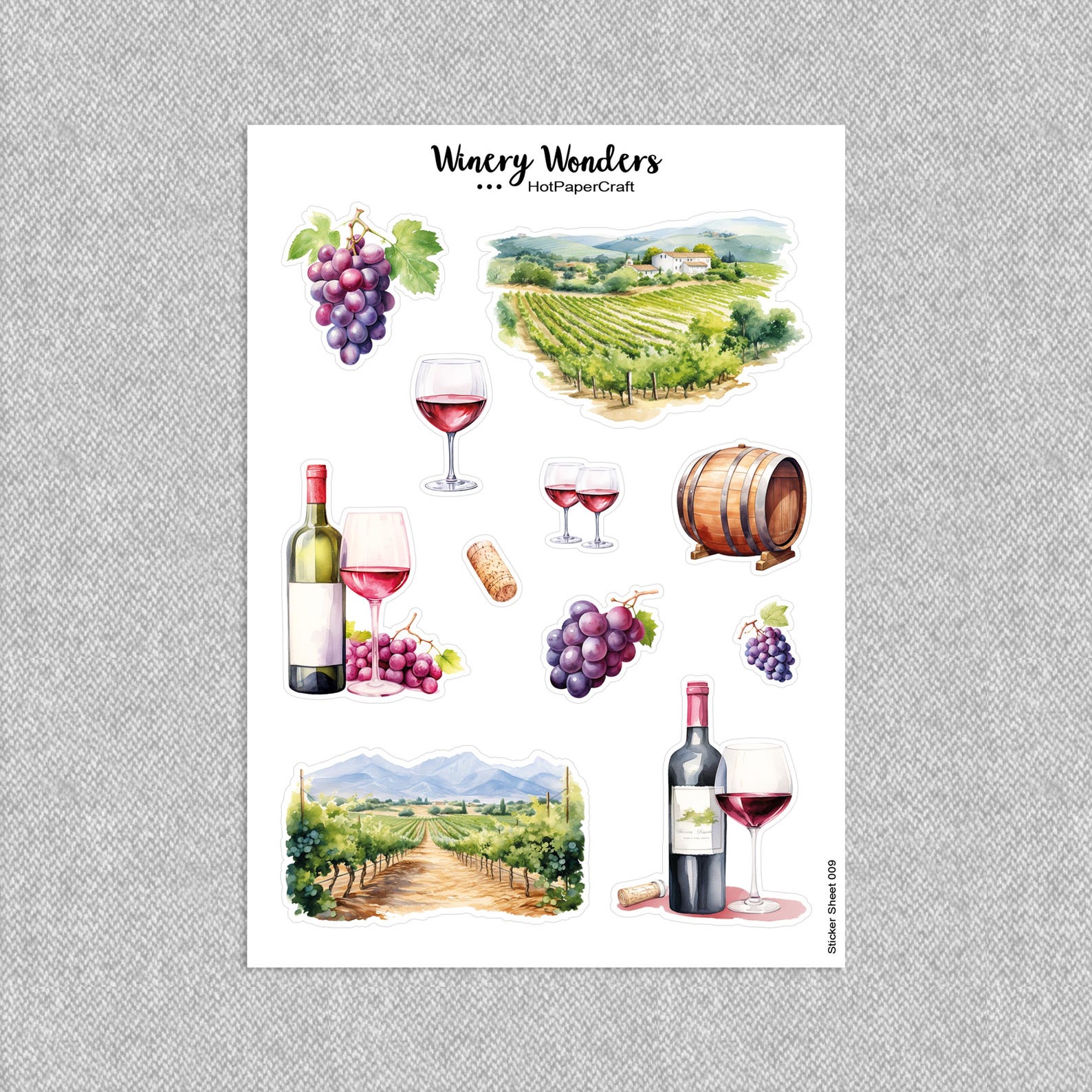 Sticker Sheet “winery Wonders” • Wine Sticker Sheet • Red Wine Stickers ...