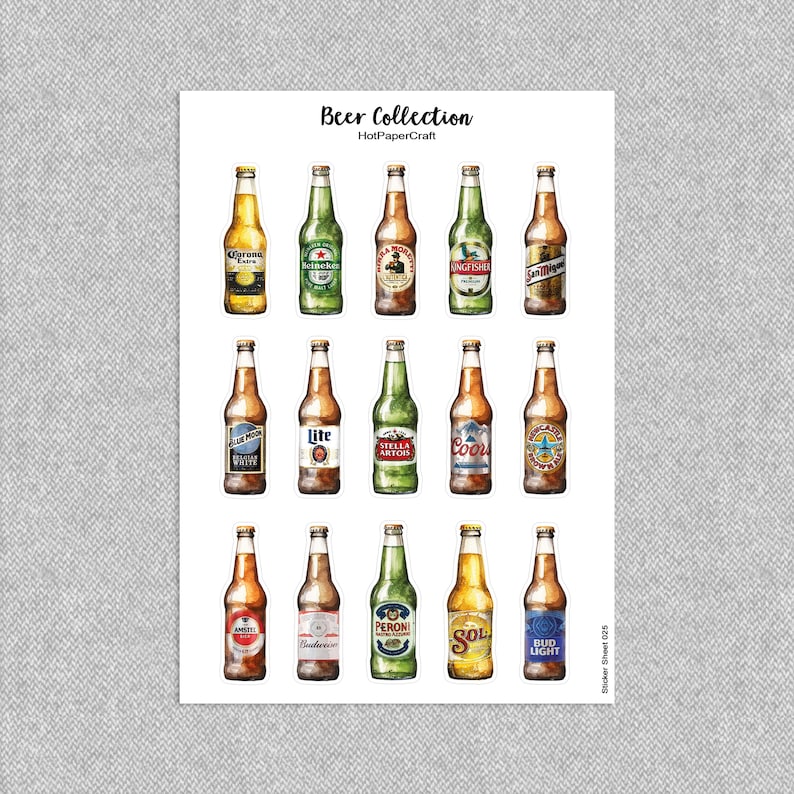 Sticker Sheet “beer Collection” Beer Stickers, Alcohol Stickers, Bujo ...