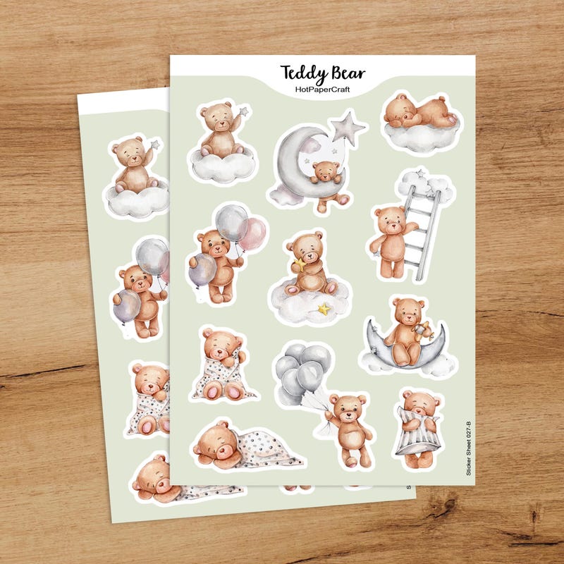 Teddy Bear Stickers - Etsy