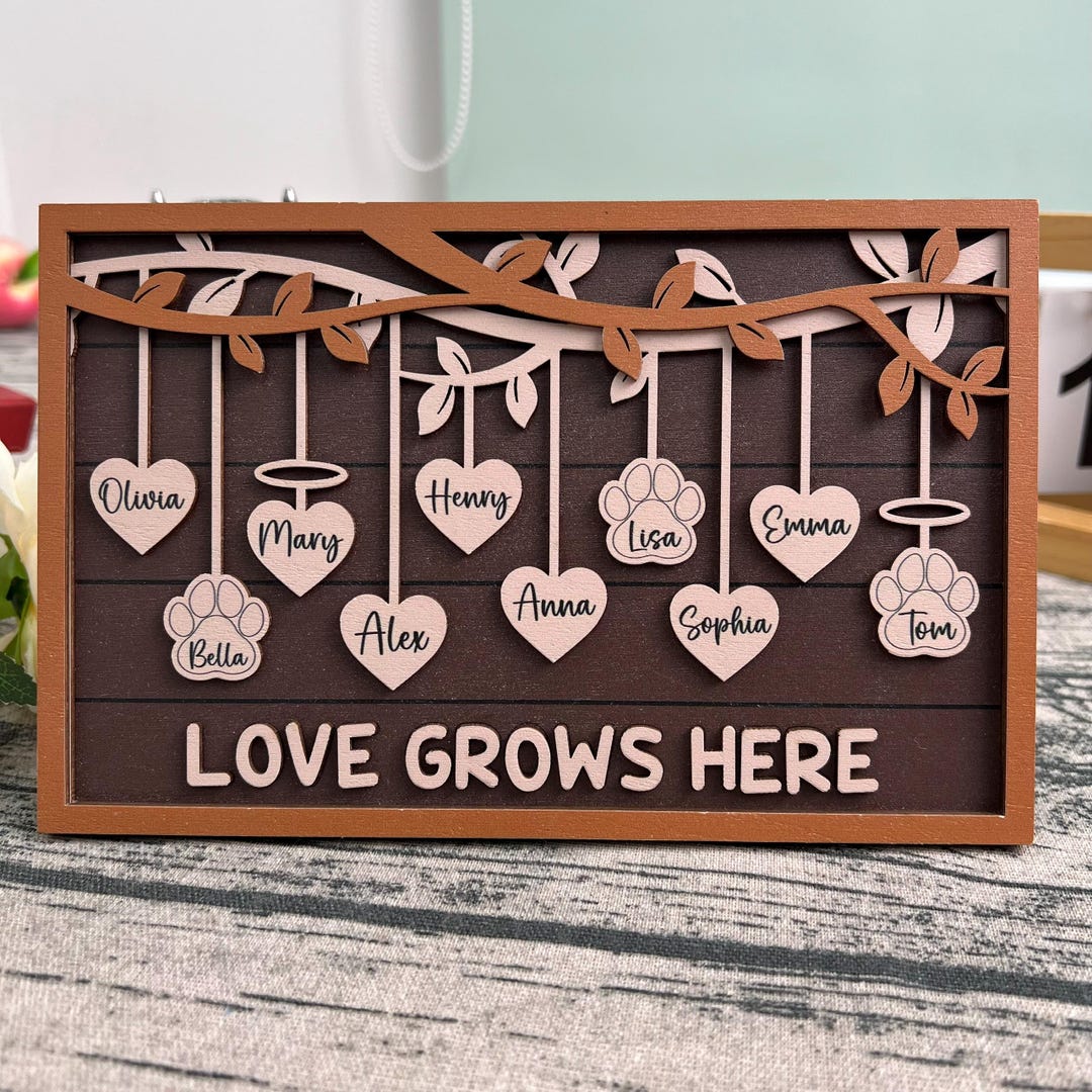 Personalized Family Tree Sign, Wooden Family Keepsake, Custom Family ...