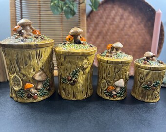 Vintage / Retro Merry Mushroom Ceramic Canister Set of Four 4 / 1980s ...