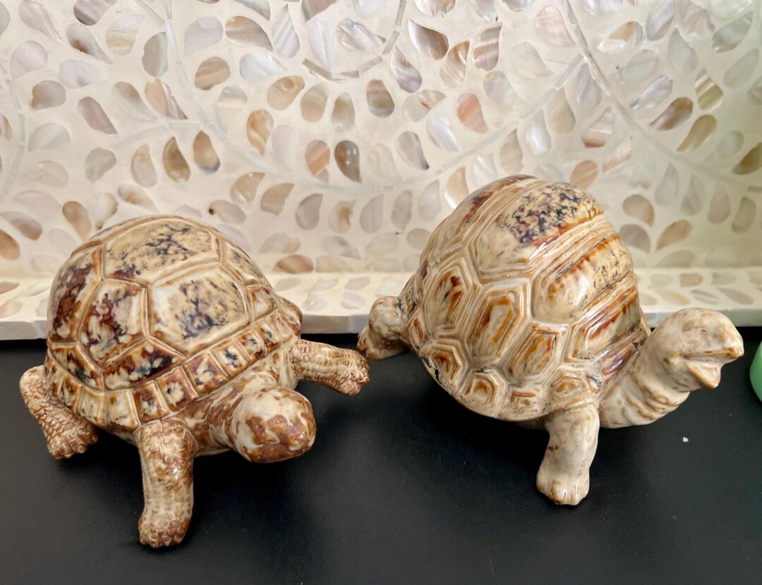 Pair of Smiling Ceramic Turtle Figurines, Likely Wade - Etsy