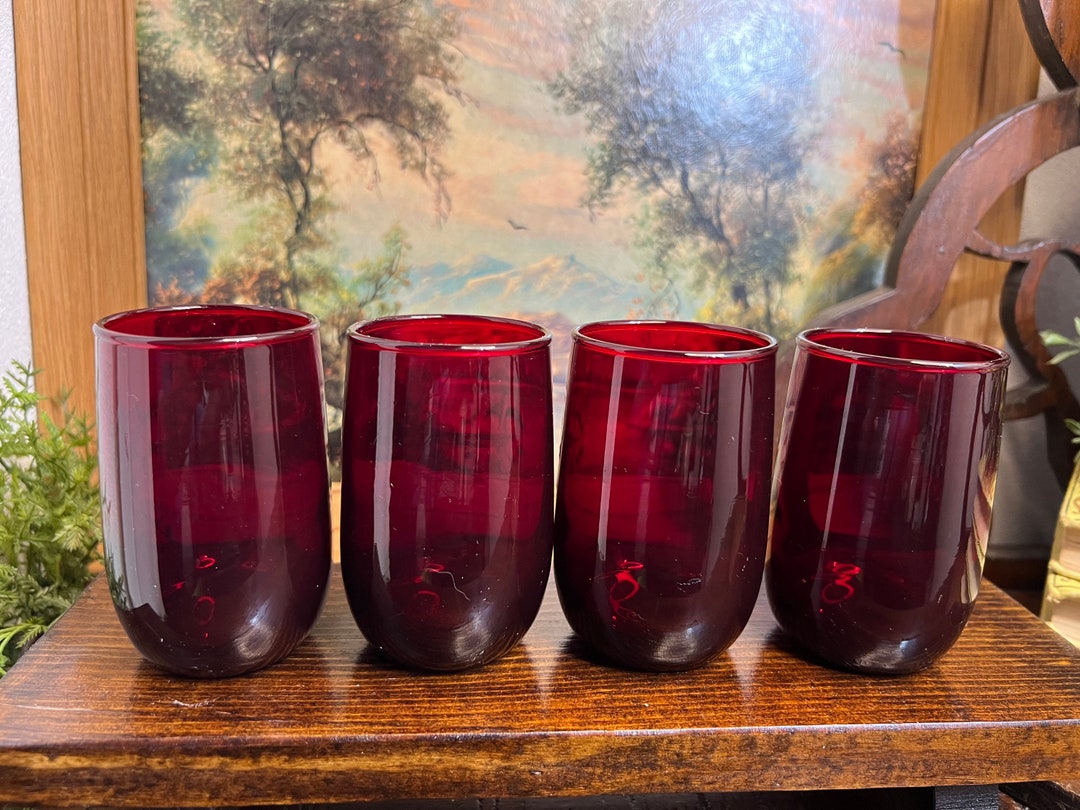 Set of 4 Small Anchor Hocking Ruby Red Cordials - Etsy