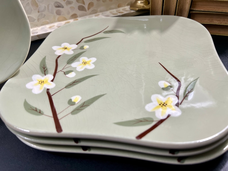 4-pc Set 10” Vintage Weilware Blossom Caledon Square Dinner Plate - Etsy