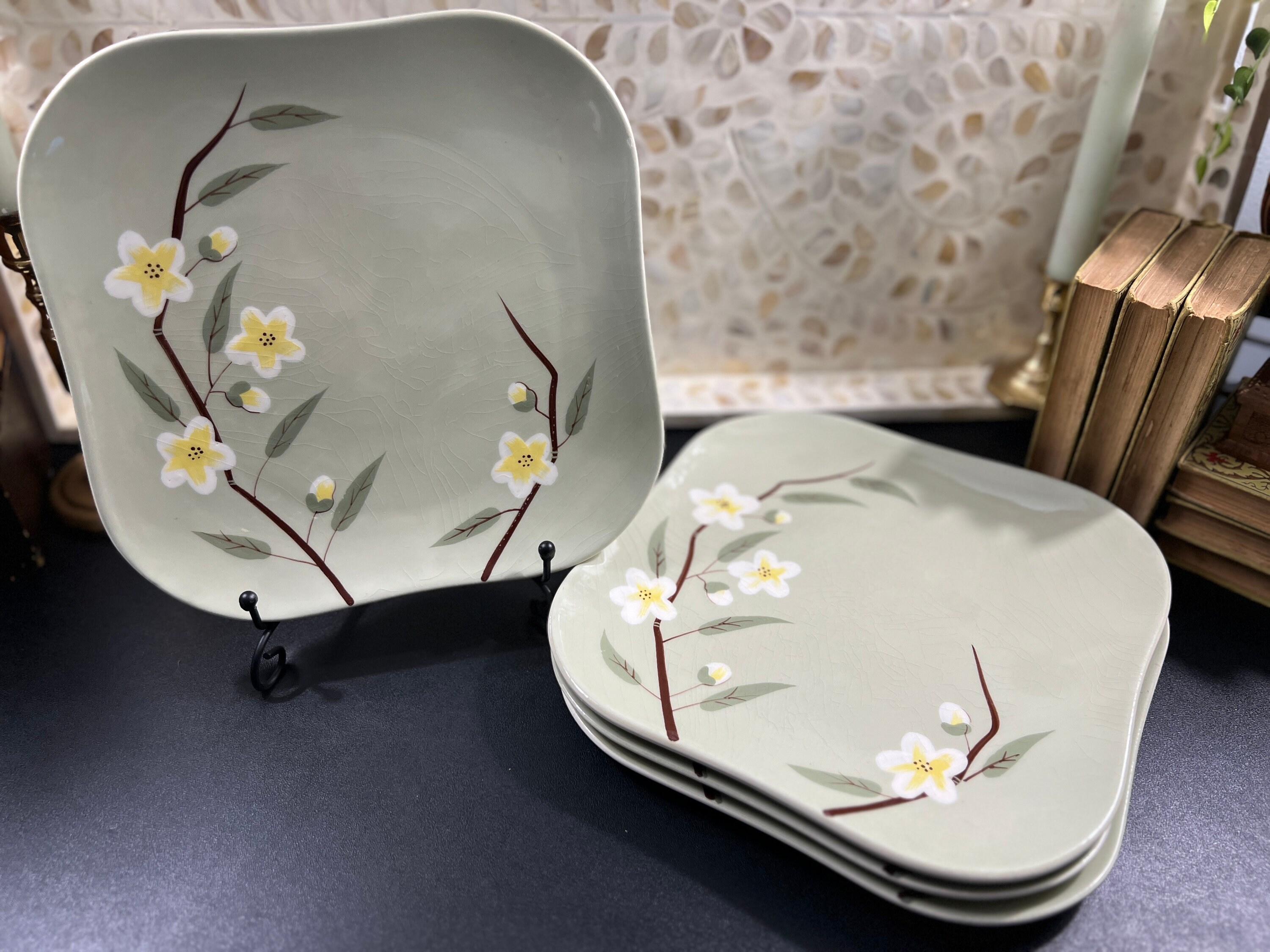 4-pc Set 10” Vintage Weilware Blossom Caledon Square Dinner Plate - Etsy