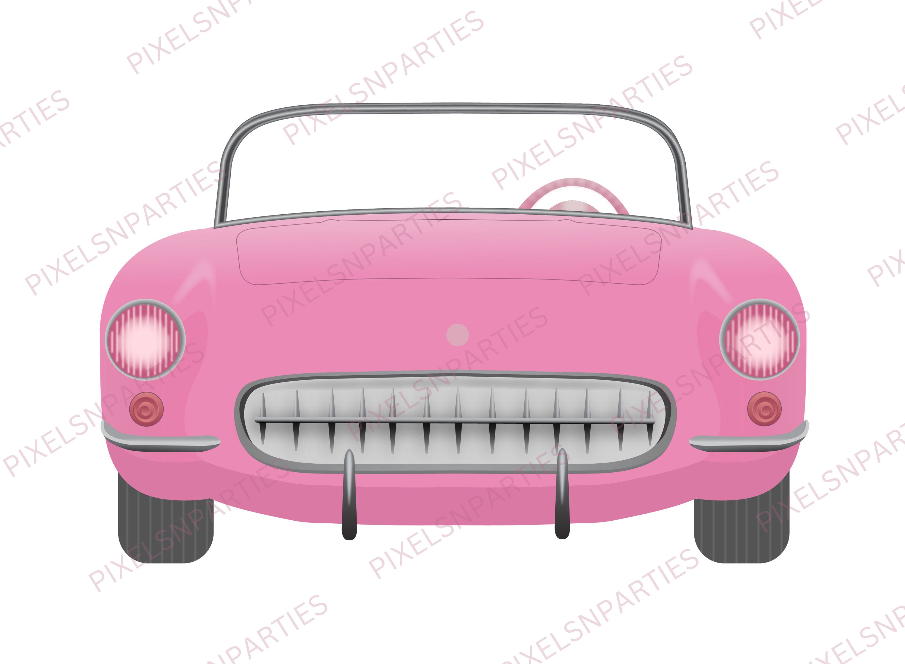 Pink Barb Car, Barbe Cut Out, Barb Movie Prop, Cake Topper, Retro Car ...